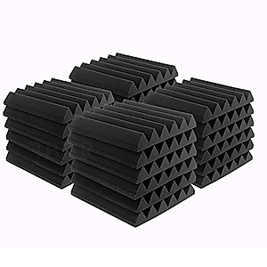 JBER Acoustic Panels Studio Foam Wedges Fireproof Soundproof Padding Wall Panels 2" X 12" X 12" (24 Pack Wedge 2" - Charcoal)