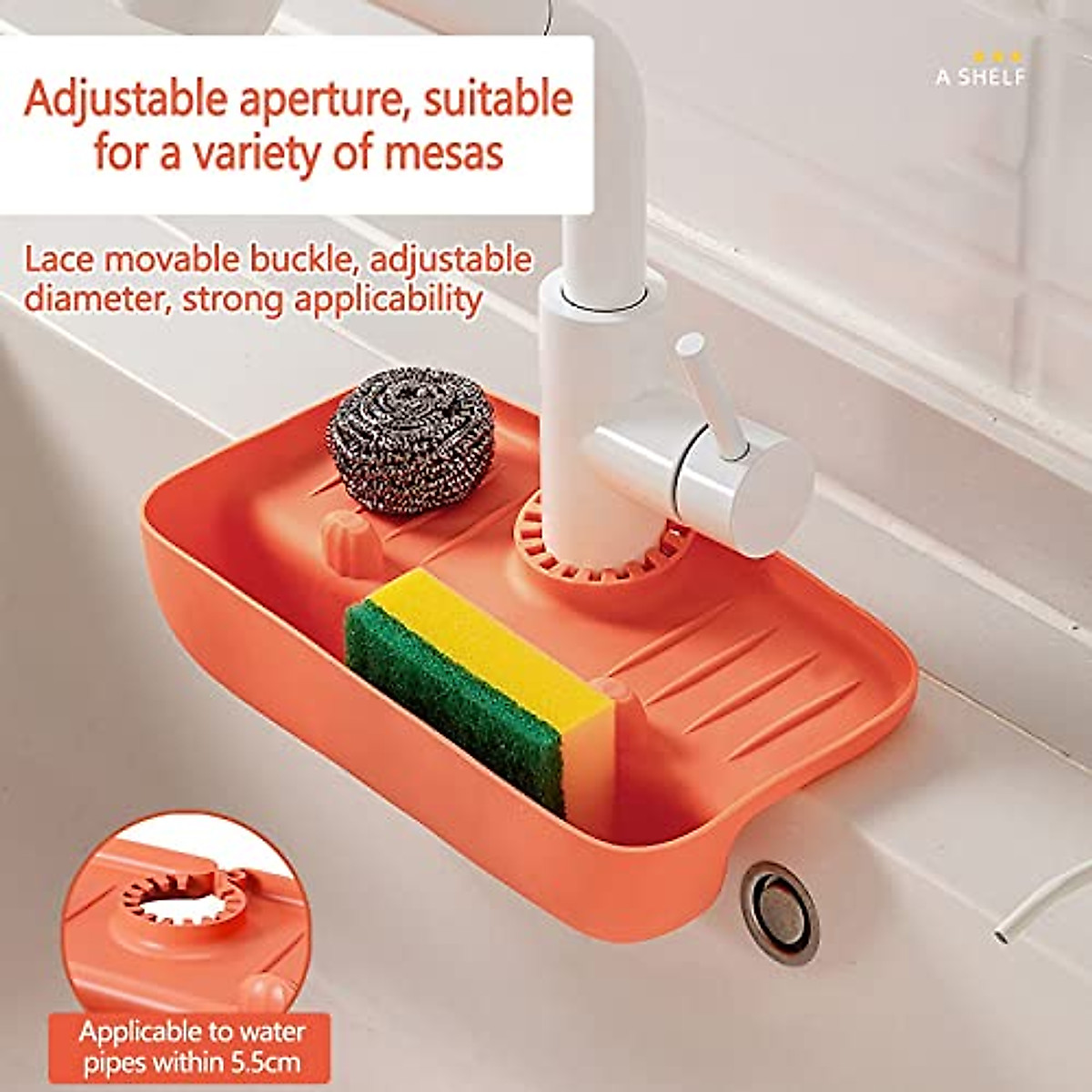 Faucet Spl𝚊sh-Proof Draining Rack, Kitchen Sink Water Collection Pad Non-Slip Countertop Pad, Non-slip Table Mat Kitchen Rag Sponge Wipe Drainage Storage Rack
