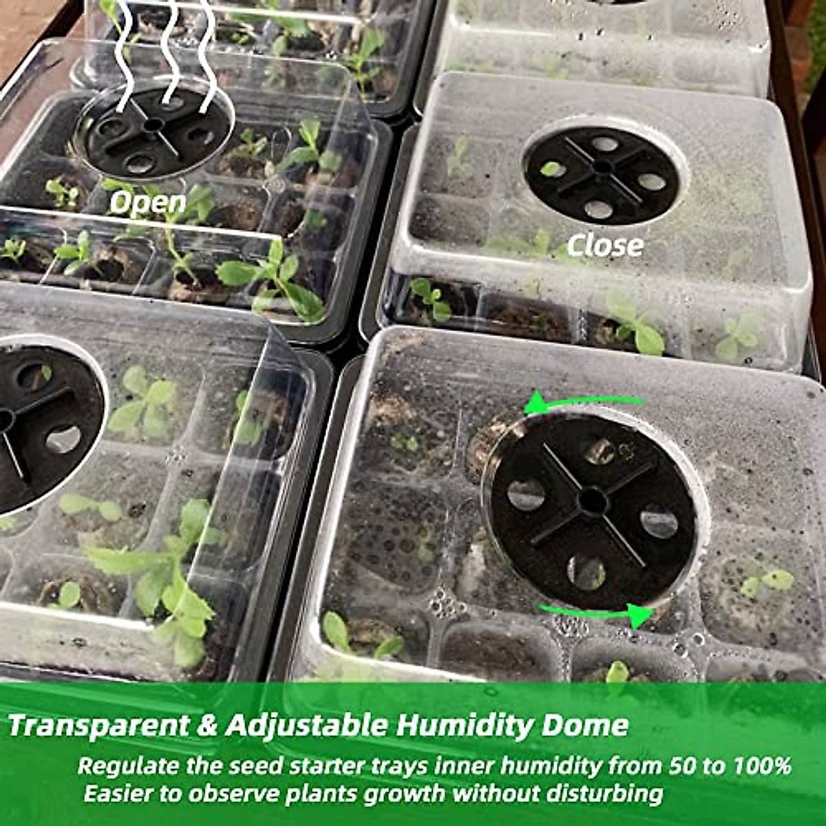 Seed Starter Tray Kit, 20 Packs Seed Starting Trays with Seedling Tray and Humidity Dome, 240 Cells Plant Starter Trays Germination Growing Propagation Trays for Indoor Seed Starter - Dark Green