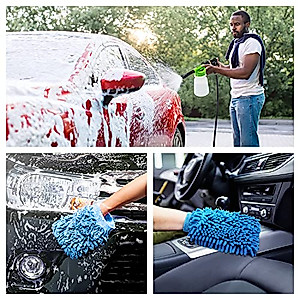 Ohuhu Car Wash Foam Gun, Car Wash Soap Sprayer with 3/8" Brass Connector & Car Washing Mitts, Dual Filtration, 6 Levels of Foam Concentration, Quick Connect to Most Garden Hose (Green)