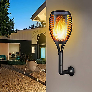 Solar Lights,Waterproof Flickering Flames Torches Lights Outdoor Solar Light Landscape Decoration Lighting Dusk to Dawn Auto On/Off Security Torch Light for Pathway, Patio, Yard, Garden (2 Packs)
