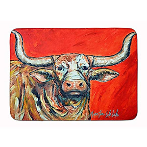 Caroline's Treasures See Red Longhorn Cow Machine Washable Memory Foam Mat doormats, Multicolor