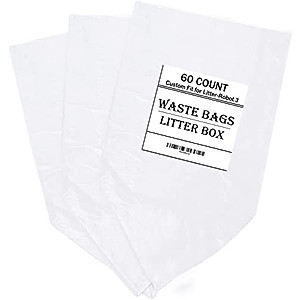 WECATION Replacement Waste Drawer Liners Compatible with Litter Bag Robot 3, 60 Count Waste Bags, 9-11 Gallons