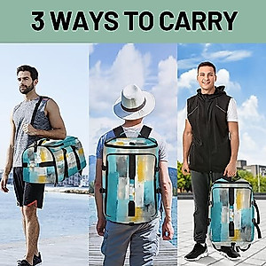 Yellow Light Blue Abstract Oil Painting (04) Gym Duffle Bag for Traveling Sports Tote Gym Bag with Shoes Compartment Water-resistant Workout Bag Weekender Bag Backpack for Men Women