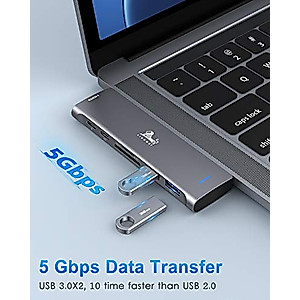 LIONWEI USB C Hub Adapter for MacBook Pro 2020, Multiport USB Adapter HDMI MacBook Pro Dongle for Card Readers with 4K HDMI, 2 USB 3.0, TF/SD, USB-C 100W and Thunderbolt 3 for MacBook Pro Air