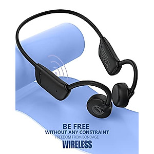 LIBMING Open Ear Bluetooth Bone Conduction Sport Headphones, Waterproof Wireless Earbuds for Workouts and Running - Built-in 32G Memory Card,Bluetooth 5.3 Swimming Headset with Mic-Black