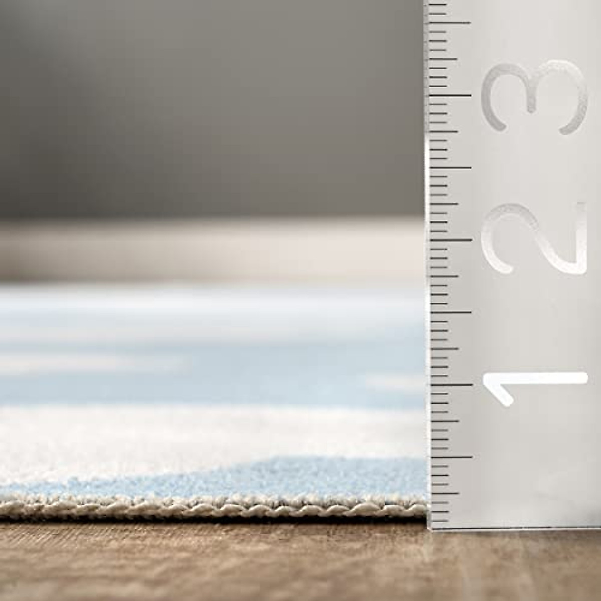 nuLOOM Lilia Machine Washable Kids Cloud Ultra Thin Area Rug, 5' x 8', Light Blue