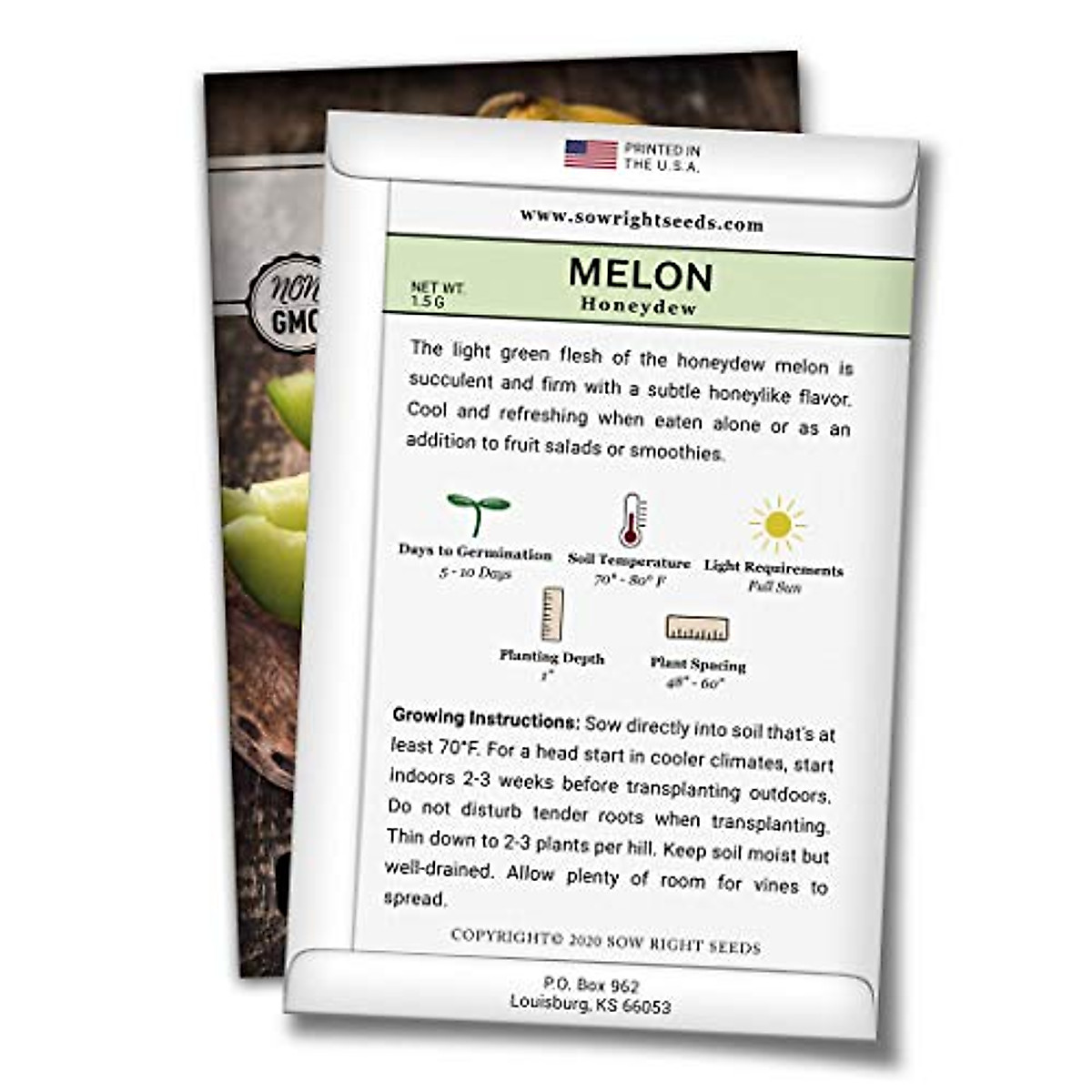 Sow Right Seeds - Green Honeydew Melon Seed for Planting - Non-GMO Heirloom Packet with Instructions to Plant a Home Vegetable Garden