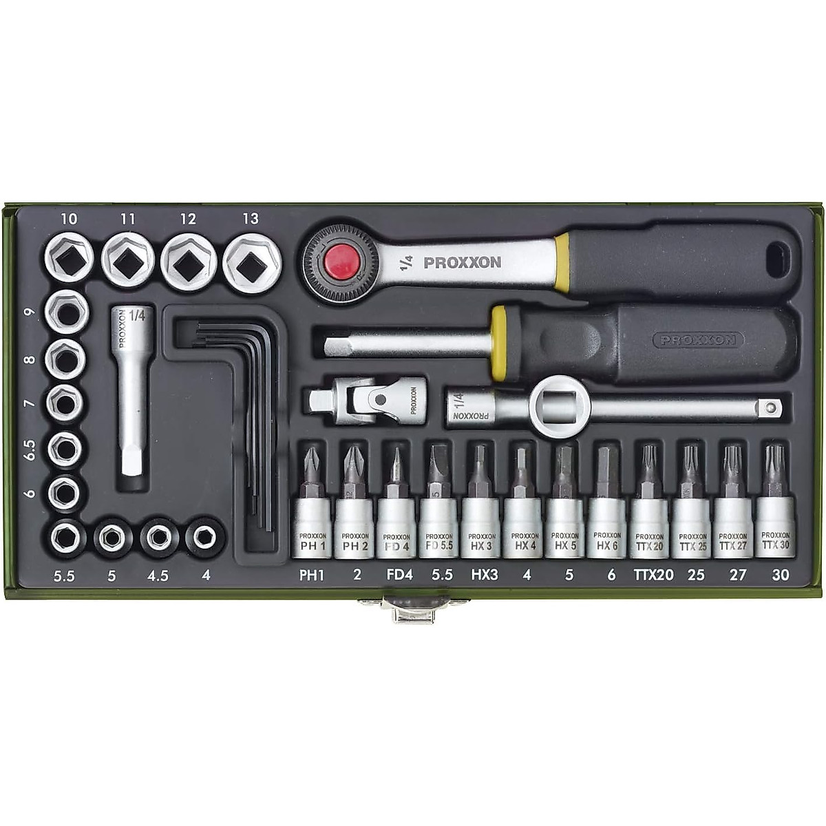 Proxxon (23080) 36 Piece Socket Set with 1/4 inch Square Drive