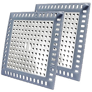 Seatery 2PCS Shower Drain Hair Catcher/Strainer/Cover/Filter/Trap, Bathroom Floor Drain, Stainless Steel and Silicone Drain Shield, Square
