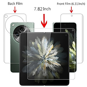 GZSO for Oneplus Open Fold Screen Protector 7.82" Clear TPU Anti-Fingerprints Hydrogel Full Cover Soft Screen Protector Film (3 in 1)