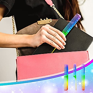 WLLHYF 3 Pieces Rainbow Hair Combs, Rat Tail Fine Cutting Comb Professional Salon Hairdressing Pintail Comb Anti-Static Fine Tooth Comb for Women Men Kids Various Hair Types Back Combing