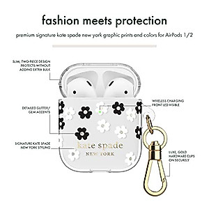 kate spade new york Scattered Flowers Case for AirPods 2 & 1 - Protective Wireless Charging Cover with Keychain (Front LED Visible)
