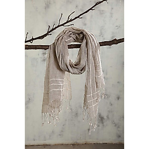 Jeelow Lightweight Cotton Scarf Scarfs For Women Shawls And Wraps Scarves For Men (Linen Stripe)