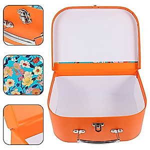 OUNONA Paperboard Suitcases Mini Suitcase Floral Painting Decorative Gift Boxes with Hinged Lids and Handles for Birthday Wedding Christmas Party Favor Toys Photos Props