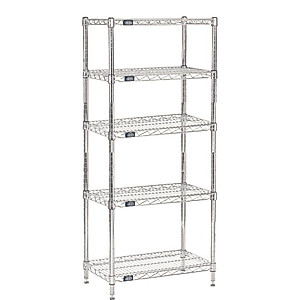 Nexel - 18" x 24" x 63", 5 Tier, NSF Listed Adjustable Wire Shelving, Unit Commercial Storage Rack, Chrome, Leveling feet