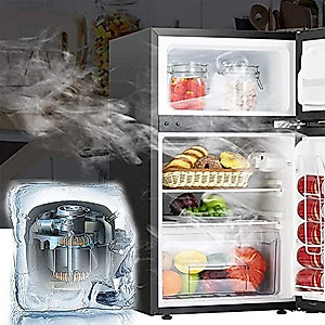 3.2 Cu.Ft Mini Refrigerator Compact Refrigerator Mini Fridge Stainless Steel with Freezer,2 door, for Dorm,Garage, Camper, Basement or Office,Silver, ‎Silver, ‎19.1 x 20.1 x 33.5 inches