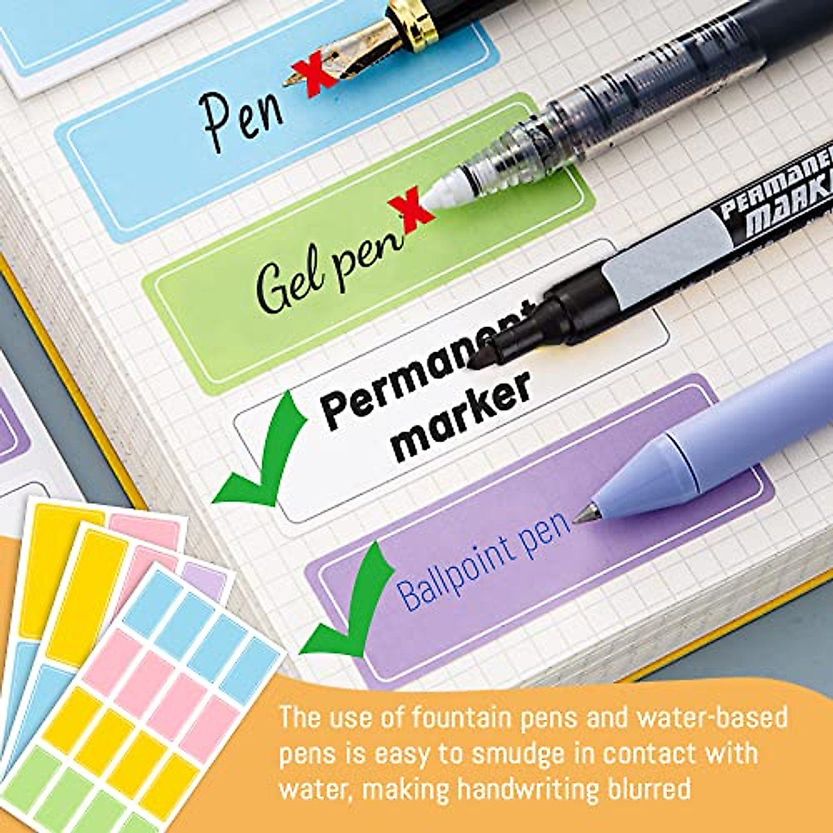 Rectangular Assorted Color Waterproof Removable Labels Self-Adhesive Name Label Stickers for Office School Supplies, Water Bottles, Daycare, Food Containers Classification Mark Name Sticker (260)