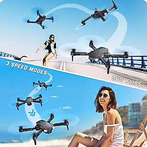 SOTAONE S400 Mini Drone for Kids with 1080P HD FPV Camera, Foldable Remote Control Helicopter Toys Gifts for Boys Girls with Auto-hovering, One Key Start/Land, Self-spin, 3D Flips 3 Speeds 2 Batteries