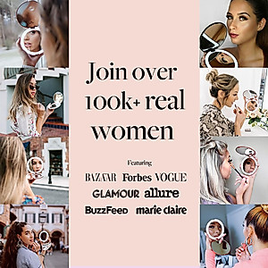 Fancii LED Lighted Travel Makeup Mirror, 1x/10x Magnification - Daylight LED, Compact, Portable, Large 5" Wide Illuminated Folding Mirror (Lumi) Rose Gold