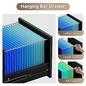 Warmiehomy File Cabinet with Lock 2 Drawer Rolling Filing Cabinet with Open Shelf Locking File Cabinet on Wheels Wood File Cabinet for Home Office fits A4/Letter/Legal Size (Black)