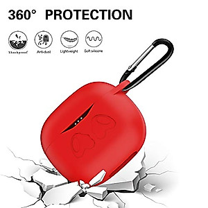 WQNIDE for JBL Tune 125TWS Case Cover, Anti-Lost & Shockproof Protective Soft Silicone Skin for JBL Tune 120TWS True Wireless,in-Ear Headphone Charging Case with Keychain[Front LED Visible](Red)