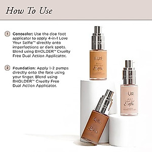 PÜR Beauty 4-in-1 Love Your Selfie Longwear Foundation & Concealer, Full Coverage Liquid Foundation, Hydrating Formula, Cruelty Free, TN3