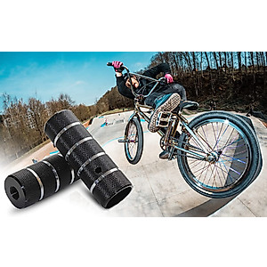 WADEKING WHW Bike Pegs 4.3" Length,Suitable for 14mm Axles, Freestyle BMX Bicycles,Durable and Stylish Non-Slip (Black 1)