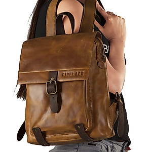 Finelaer Leather Hiking Backpack Purse For Women Laptop