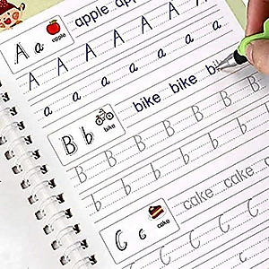 English Calligraphy Copybook Reusable Writing Magic Book Cursive Handwriting Set (4 Copybooks with pen)