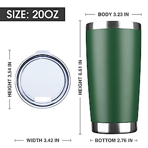 EcoMozz 20oz Tumbler Bulk Stainless Steel Vacuum Insulated Tumblers with Lid Double Wall Travel Mug, Powder Coated Coffee Cup, Suitable for Ice Drinks and Hot Beverage (Dark green 1pack)