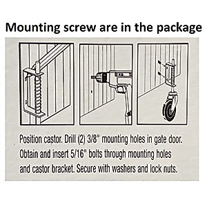 Gate Caster 4”and 5", Heavy Duty Gate Caster Wheel with Spring Loaded,Universal Mount Pate, 250-500 lbs Load Capacity, 4 and 5 Inches Rubber Wheel(Two PCS OR ONE PCS) (4 inch Without Brake, 1 pcs)