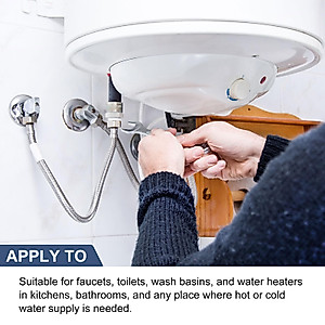 METALLIXITY Faucet Supply Line Connector (500mm/20") 2Pcs, 304 Stainless Steel G1/2 Female to G1/2 Male Water Supply Hose Connector - for Kitchen Bathroom