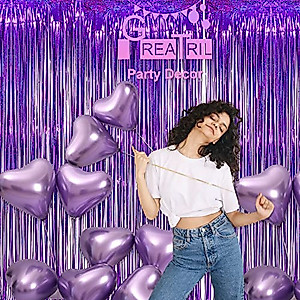Purple Tinsel Curtain Party Backdrop - GREATRIL Foil Fringe Curtain Party Decor Photo Booth Streamers for Mermaid Birthday Euphoria Themed Party Decorations - 1m x 2.5m - Pack of 2