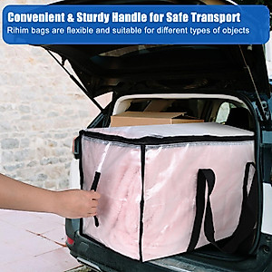 Rihim Clear Moving Bags 90L - 8 Pack Large Heavy Duty Storage Bags with Zipper, PP Plastic, Waterproof - Moving Totes with Lids, Packing and Storage Clothes, Pillow etc