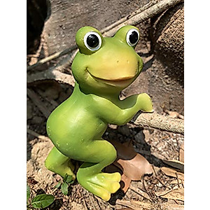 iRonrain Indoor Outdoor Statue Hanging Frog, Garden Mini Art Décor Figurine Ornament for Planter Pots Hanger Porch Patio Lawn (Design A)