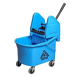 M2 Professional 32Qt/30L Grizzly Mop Bucket with Down-Press Wringer - Blue