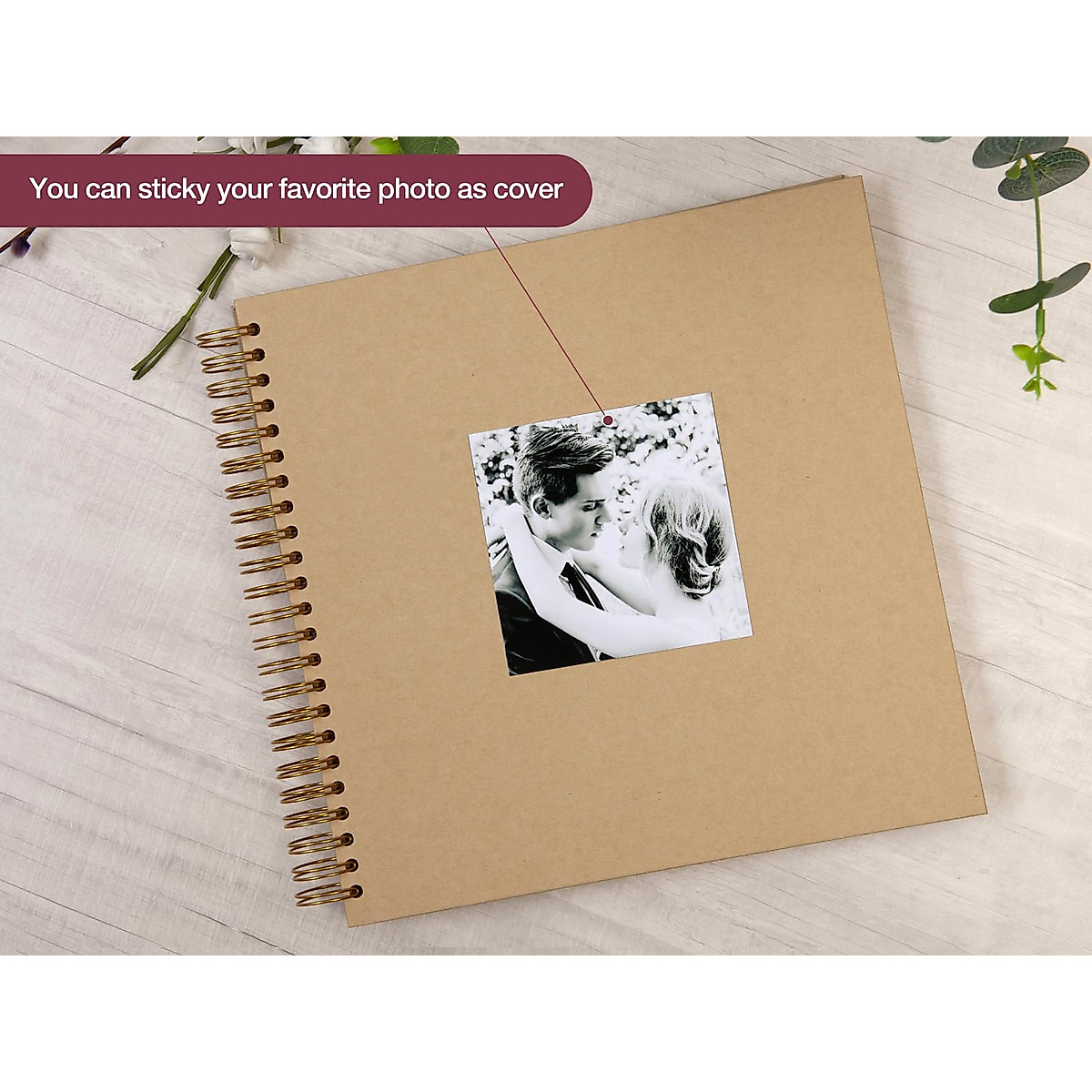 potricher 12 x 12 Inch Large DIY Scrapbook Photo Album 80 Pages Thick Kraft Blank Yellow Paper Memory Book for Wedding and Anniversary Family (Yellow, 12 Inch)