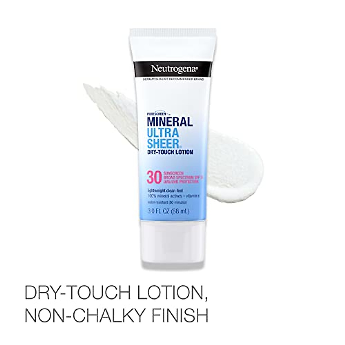 Neutrogena Mineral UltraSheer Dry-Touch SPF 30 Sunscreen Lotion, Water-Resistant Broad-Spectrum UVA/UVB Protection, Skin Nourishing, Lightweight With Vitamin E, Oxybenzone-Free, 3.0 fl. oz