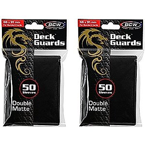BCW 2 50ct Packs (100) Mat Deck Guard BLACK DOUBLE MATTE Finish for Standard Size Collectible Cards - Deck Protector Sleeves for MTG Magic the Gathering, Pokemon, L5R, WOW, [2-Pack Bundle] by BCW Gaming