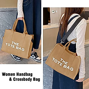 Canvas Tote Bag for Women, Travel Tote Bag Large Tote Purse Shoulder Bag Hobo Crossbody Handbag Casual Tote