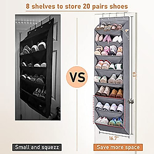 KEETDY Long 3 Tier Shoe Rack for Closet and 8 Pockets Door Shoe Organizer
