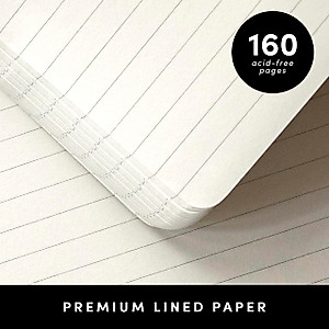 PAPERAGE Lined Pocket Journal Notebook, 2 Pack, (Black), 160 Pages, Small, 3.7 inches x 5.6 inches - 100 gsm Thick Paper, Hardcover