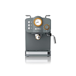Swan Nordic Espresso Maker Machine, 15 Bars of Pressure, Milk Frother, 1.2L Tank, Scandi Style Matte Finish Slate Grey (SK22111GRYN)