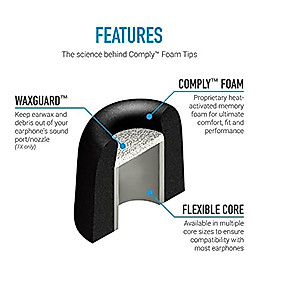 Comply Foam 200 Series Replacement Ear Tips for Bang and Olufsen, Sennheiser, Axil, MEE Audio, KZ, Bose & More | Ultimate Comfort | Unshakeable Fit| TechDefender | Large, 3 Pairs
