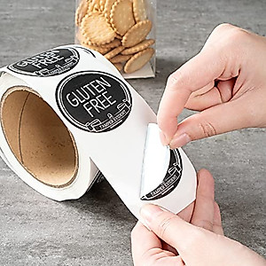 Restaurantware Label Tek 2 Inch Tamper-Evident Stickers For Gluten Free Food 500 Rolled Tamper Seal Stickers - Chalkboard Design For Safe Food Delivery Black With White Font Plastic To Go Stickers