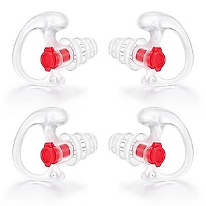 Zeadio Noise Filtered Silicone Earplug, Comfortable Molded Hearing Protection Earpiece, Noise Defender Earbud for Shooting, Concert, Two-Way Radio Coil Tube Audio Kits - Transparent, Medium, 2 Pair