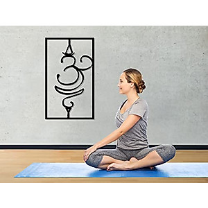 Breathe Sanskrit Symbol Metal Wall Decor, Om Yoga Symbol Wall Art, Yoga Meditation Home Decor, Zen Yoga Studio Decor, Yoga Lover Breathe Gift, Gift for Yoga Lovers (38.5 x 23.1” / 98 x 58 cm)