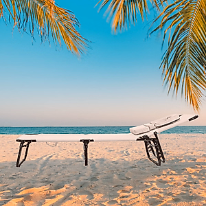 Tangkula Folding Chaise Lounge Chair with Hole for Face, Outdoor 5-Position Adjustable Reclining Beach Sunbathing Chair, Portable Face Down Tanning Chair for Patio Backyard Poolside Beach (2, Beige)