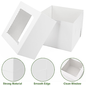 Moretoes 6 Sizes Cake Boxes12 Pcs 12x12x12 12x12x10 10x10x10 10x10x12 8x8x8 8x8x10 Inch Tall Bakery Boxes Disposable Carrier Take Out Container in 2 or 3 Tier for Wedding Birthday